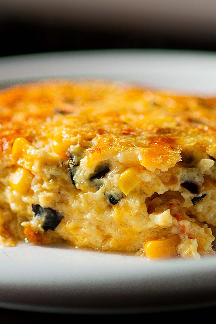 Hatch Chile Cheddar Corn Pudding - Chicken Fried Kitchen
